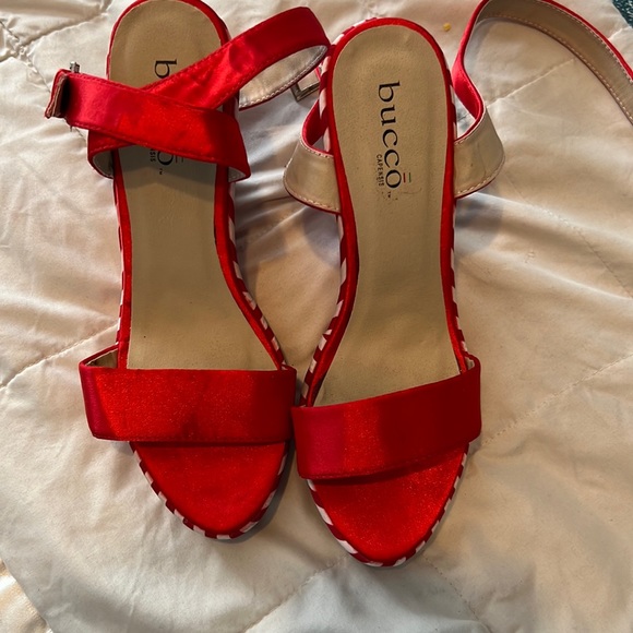 bucco | Shoes | Buck Red And White Wedges | Poshmark